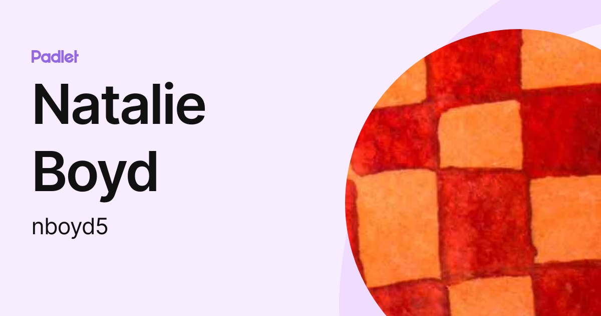 Natalie Boyd (nboyd5) profile | Padlet