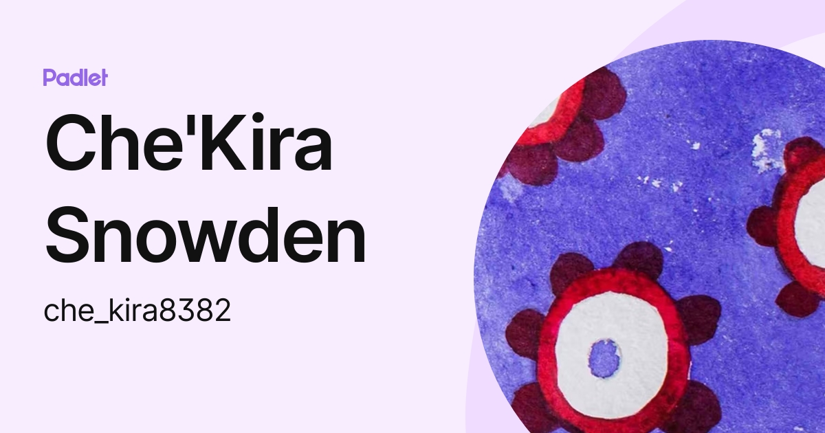 Che'Kira Snowden (che_kira8382) profile | Padlet