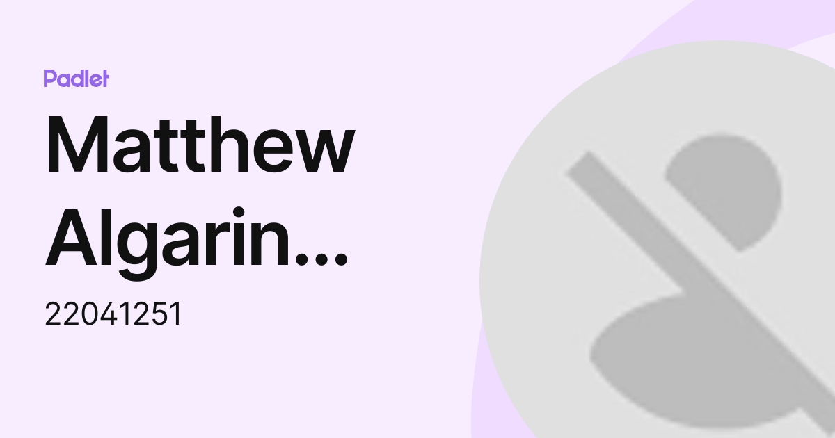 Matthew Algarin Rojas (22041251) profile | Padlet