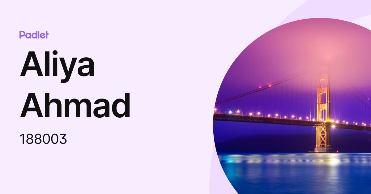 Aliya Ahmad (188003) profile | Padlet