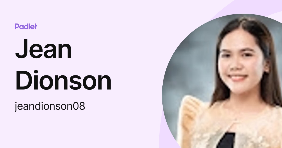 Jean Dionson (jeandionson08) profile | Padlet