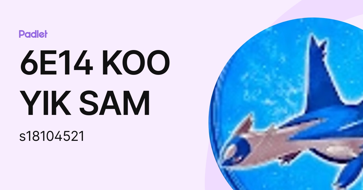 6E14 KOO YIK SAM (s18104521) profile | Padlet