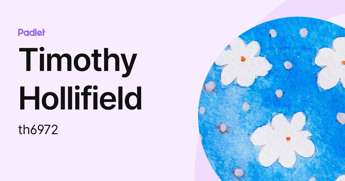 Timothy Hollifield (th6972) profile | Padlet