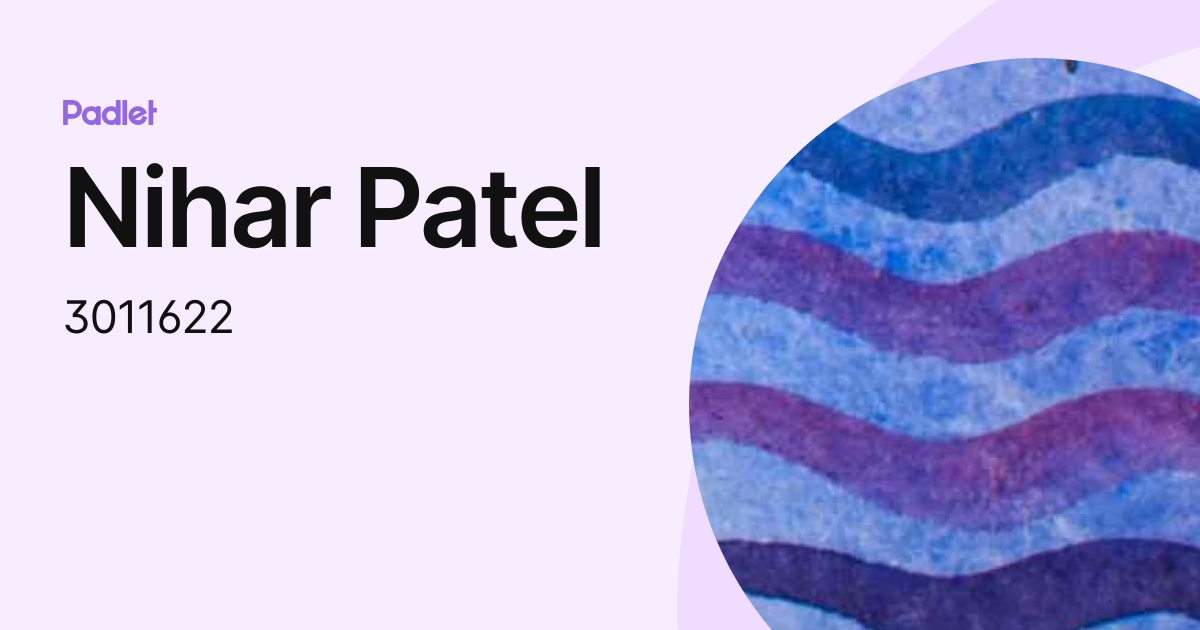 Nihar Patel (3011622) profile | Padlet