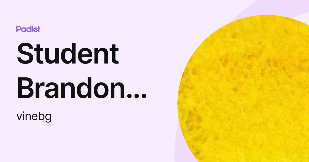 Student Brandon Vine (vinebg) profile | Padlet