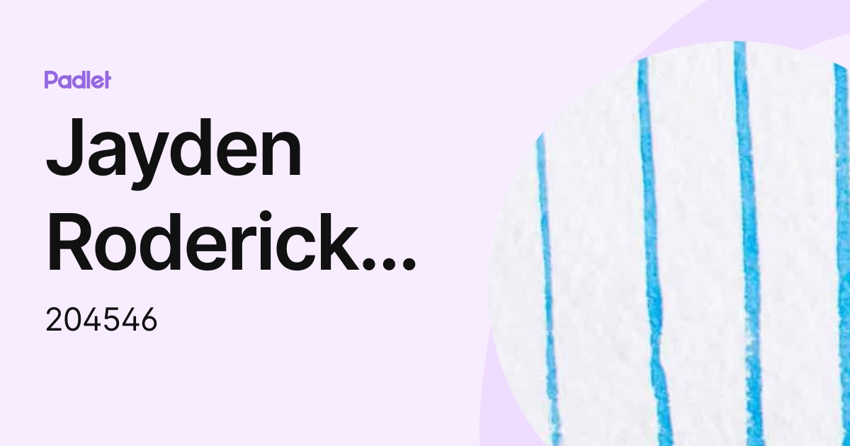 Jayden Roderick Watkins (204546) profile | Padlet