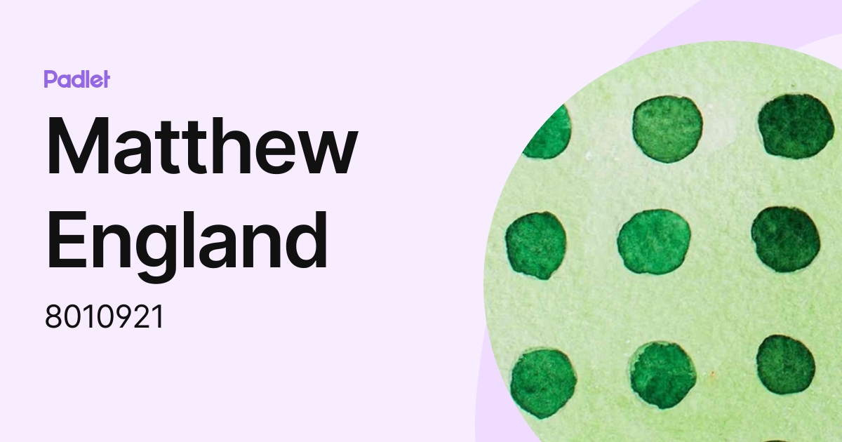 Matthew England (8010921) profile | Padlet