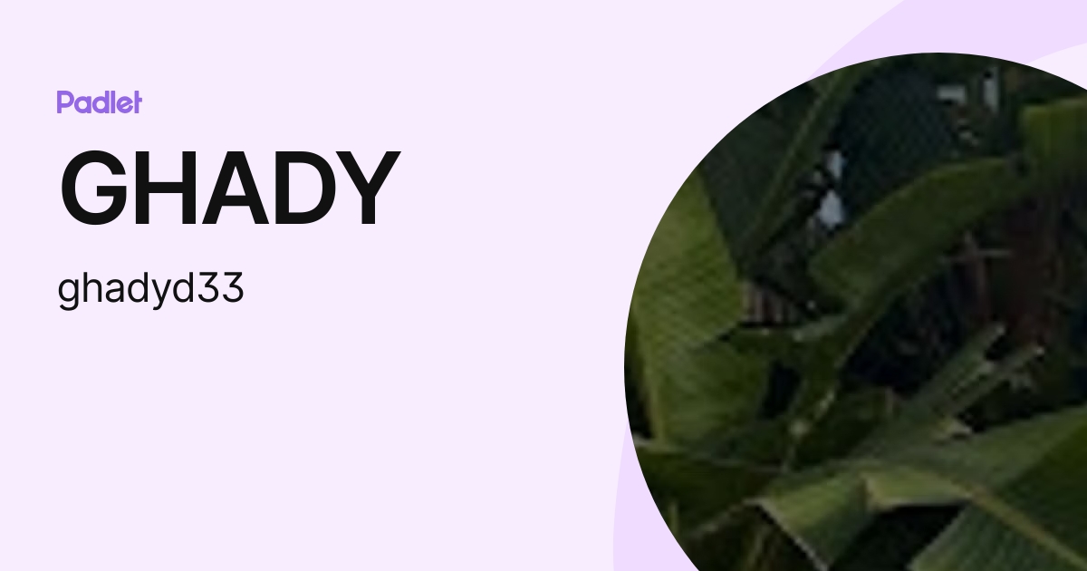 GHADY (ghadyd33) profile | Padlet