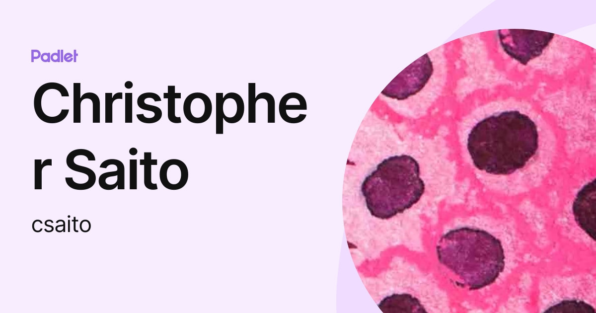 Christopher Saito (csaito) profile | Padlet