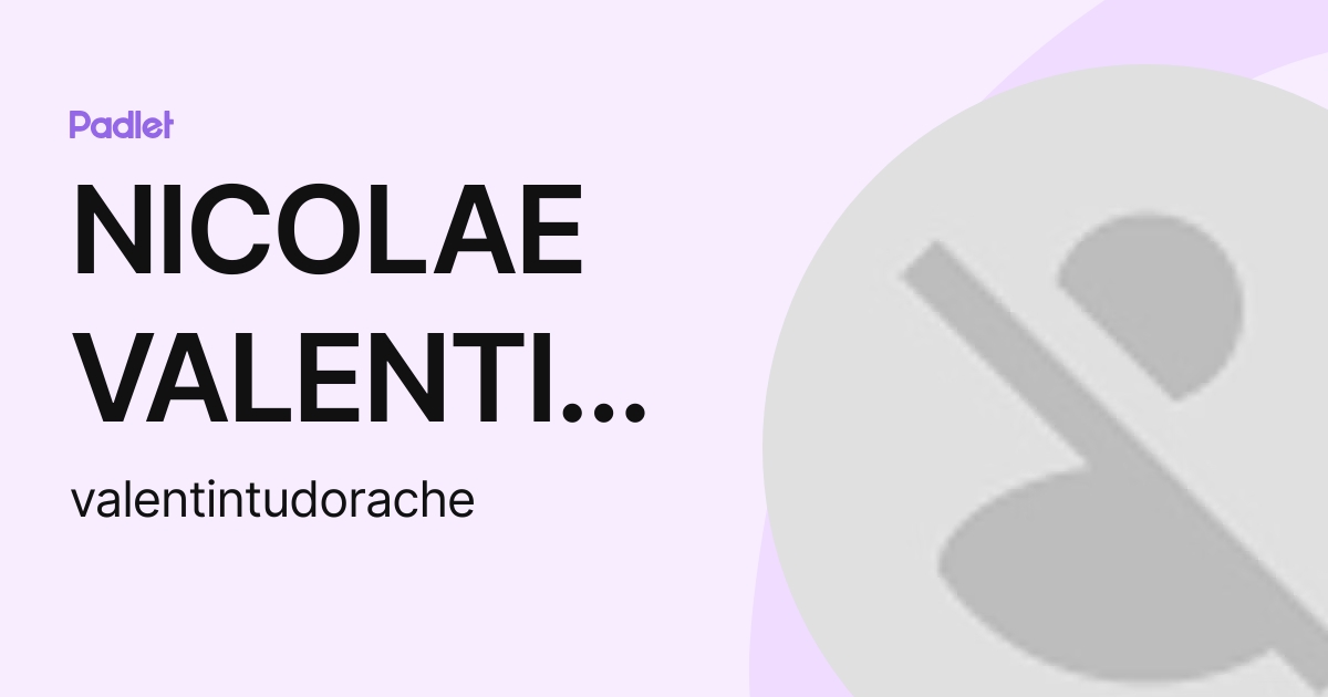 NICOLAE VALENTIN TUDORACHE (valentintudorache) profile | Padlet