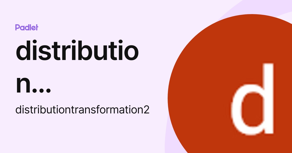 distribution transformation dua (distributiontransformation2) profile ...