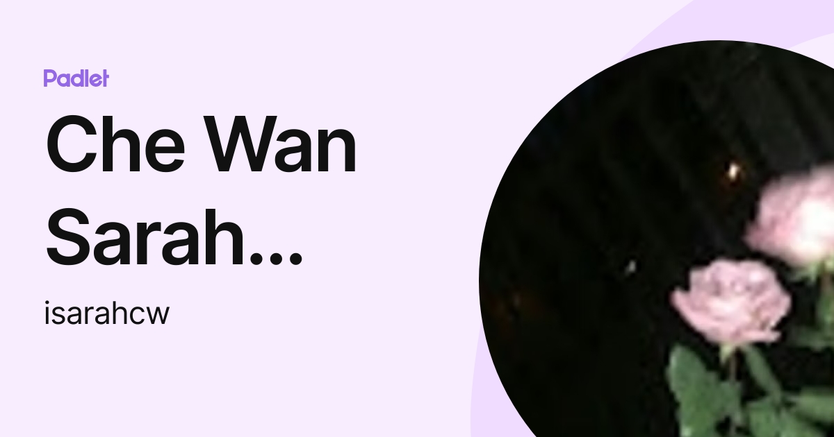 Che Wan Sarah Najwa (isarahcw) profile | Padlet