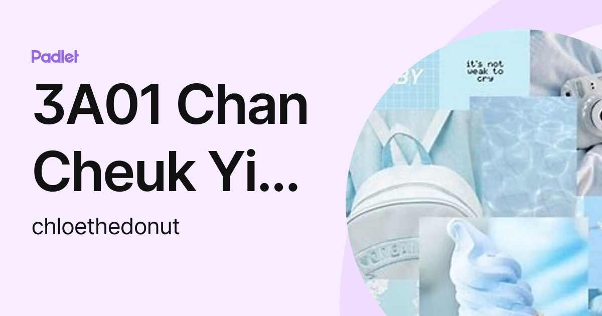 3A01 Chan Cheuk Yiu Chloe (chloethedonut) profile | Padlet