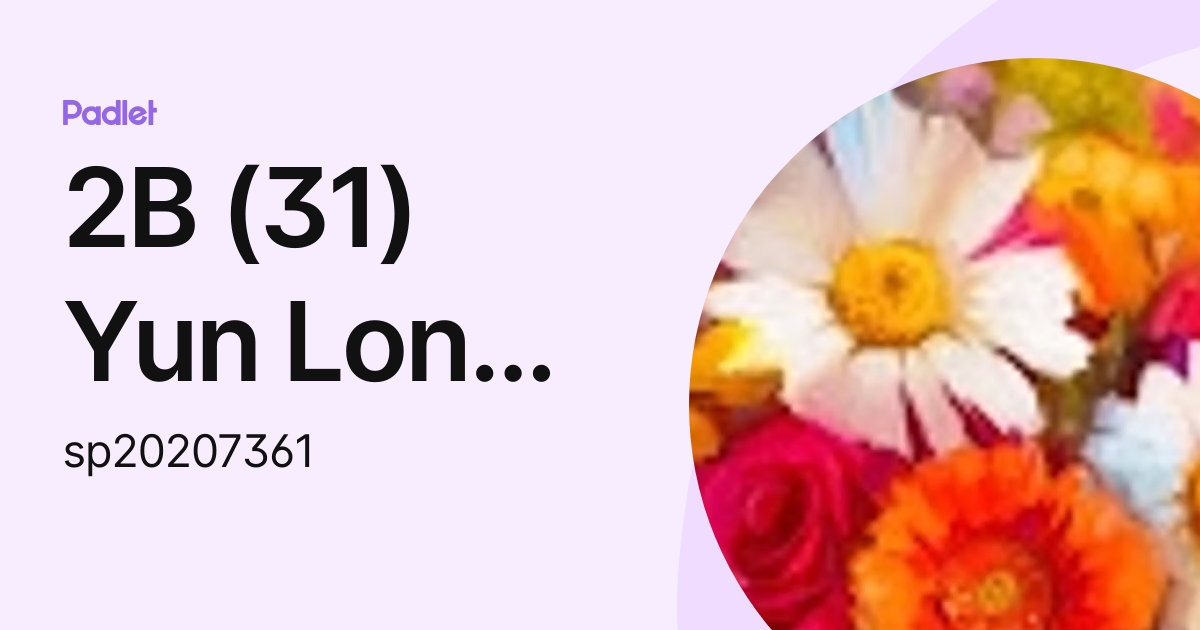 2B (31) Yun Long Ching (sp20207361) profile | Padlet