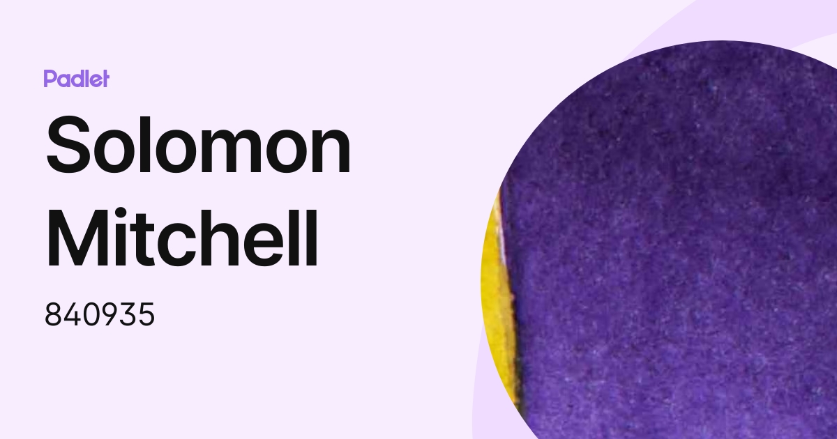Solomon Mitchell (840935) profile | Padlet