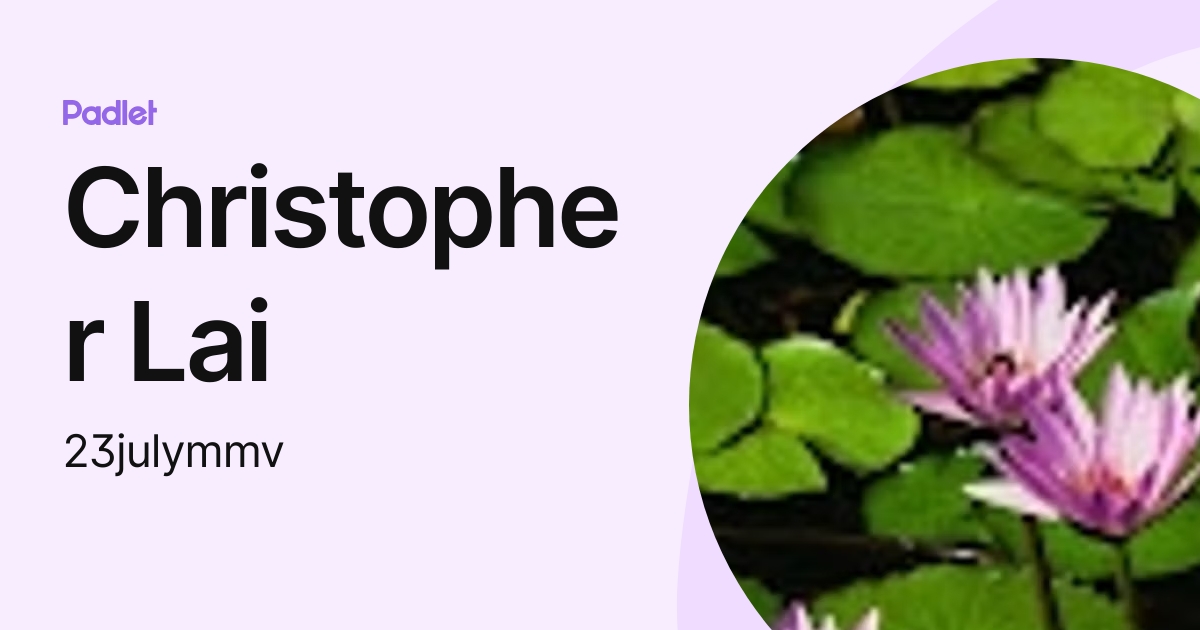 Christopher Lai (23julymmv) profile | Padlet