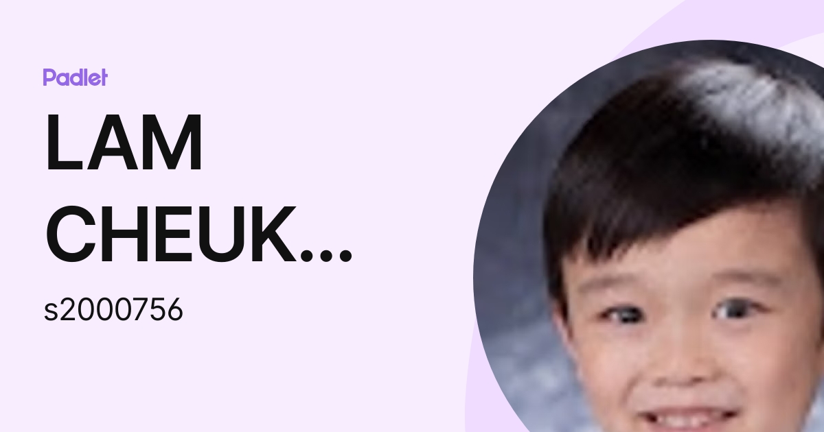 LAM CHEUK YUI林卓睿 (s2000756) profile | Padlet