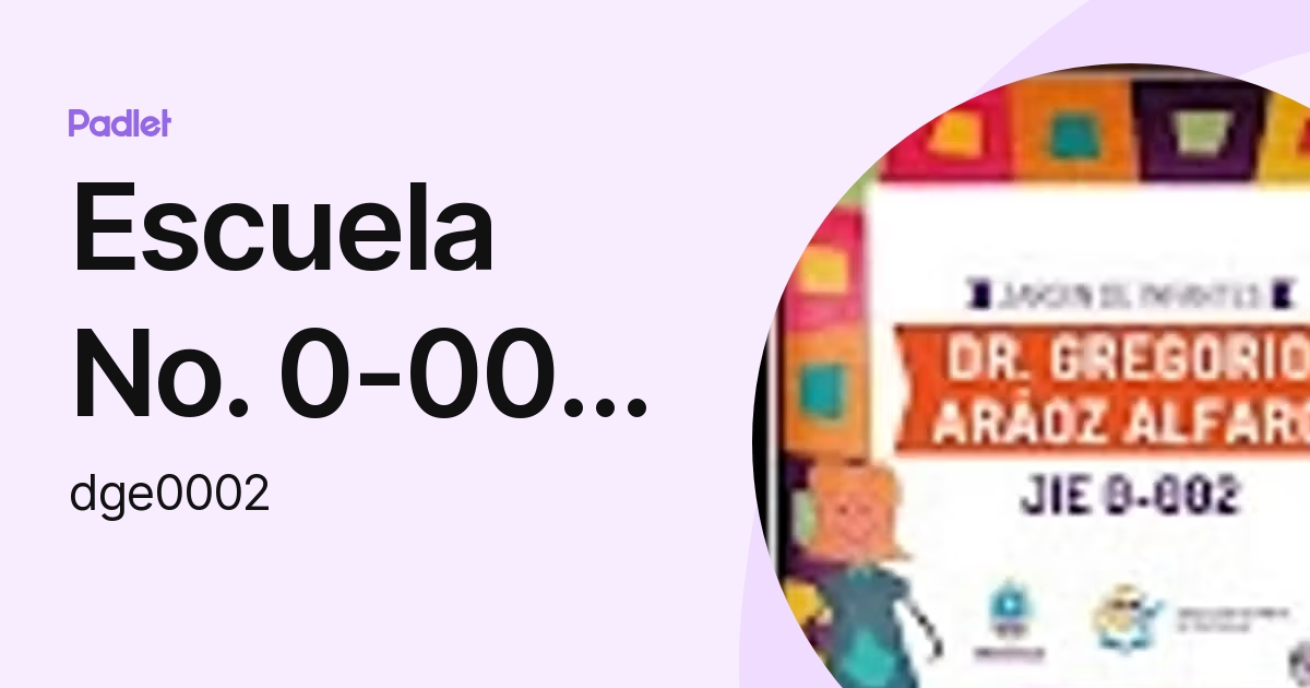Escuela No. 0-002 DR. GREGORIO ARAOZ ALFARO (dge0002) profile | Padlet