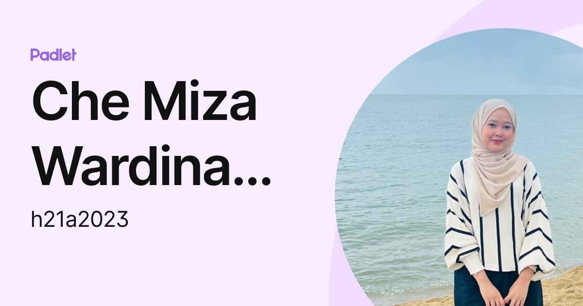Che Miza Wardina Binti Che Ab Razak (h21a2023) profile | Padlet