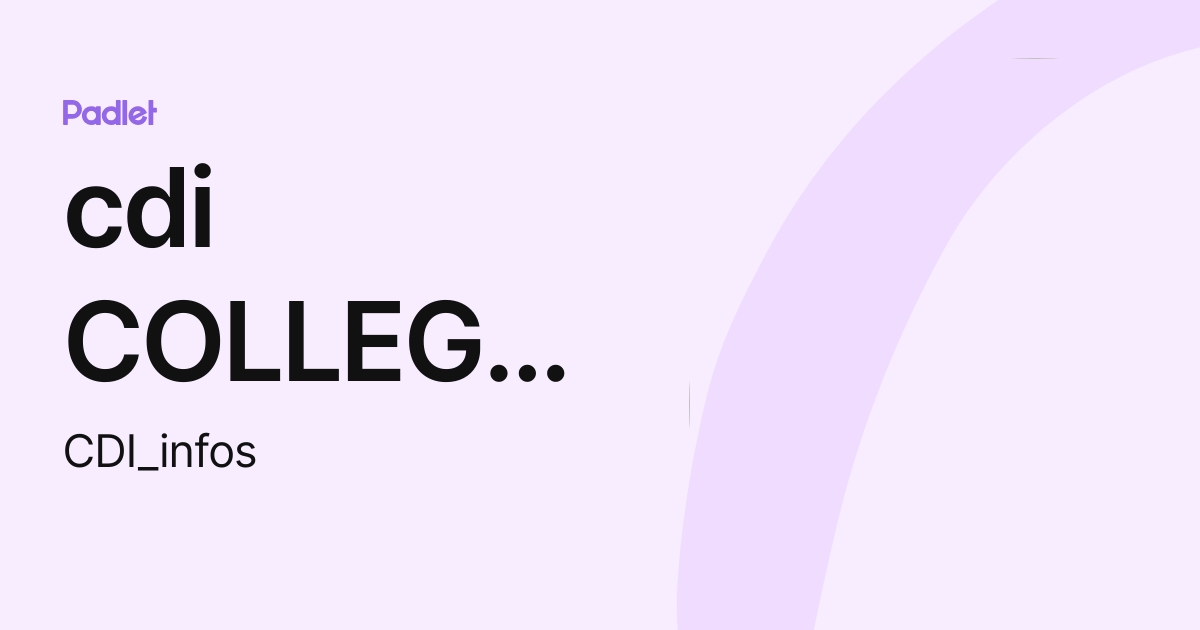 cdi COLLEGE CHARLES PEGUY (CDI_infos) profile | Padlet