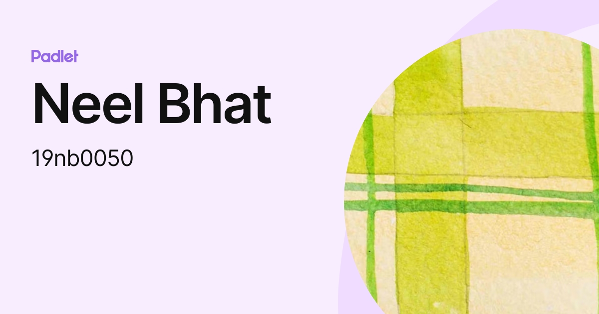 Neel Bhat (19nb0050) profile | Padlet