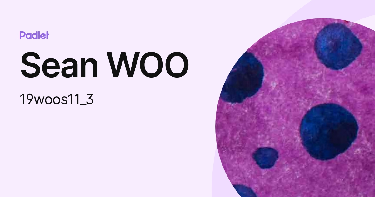 Sean WOO (19woos1) profile | Padlet