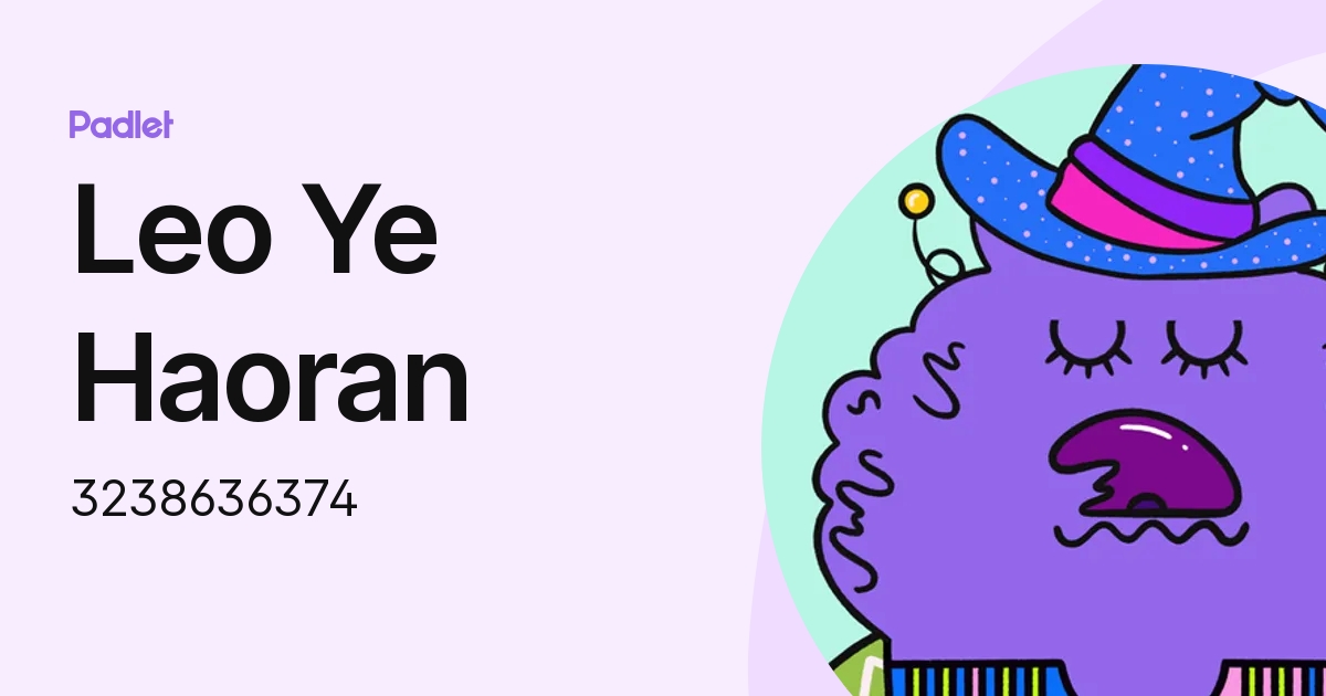Leo Ye Haoran (3238636374) profile | Padlet