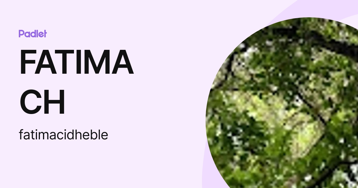 FATIMA CH (fatimacidheble) profile | Padlet