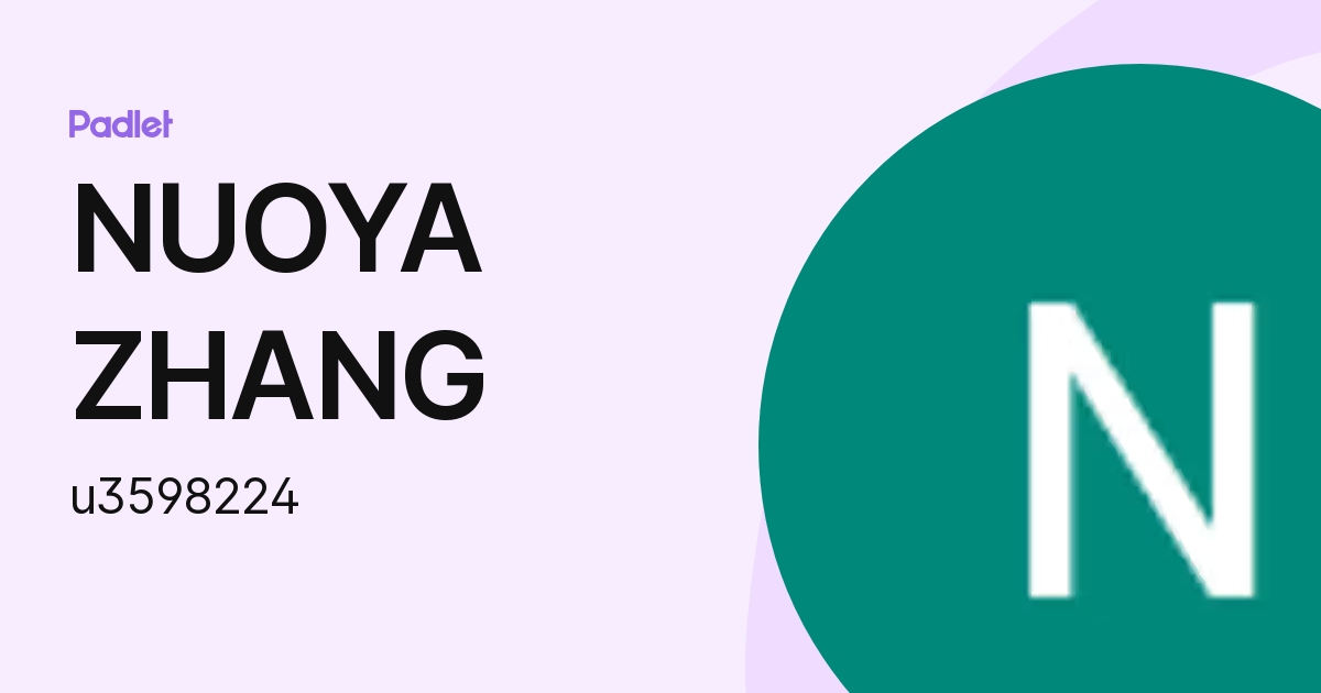 NUOYA ZHANG (u3598224) profile | Padlet