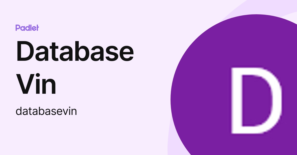 Database Vin (databasevin) profile | Padlet