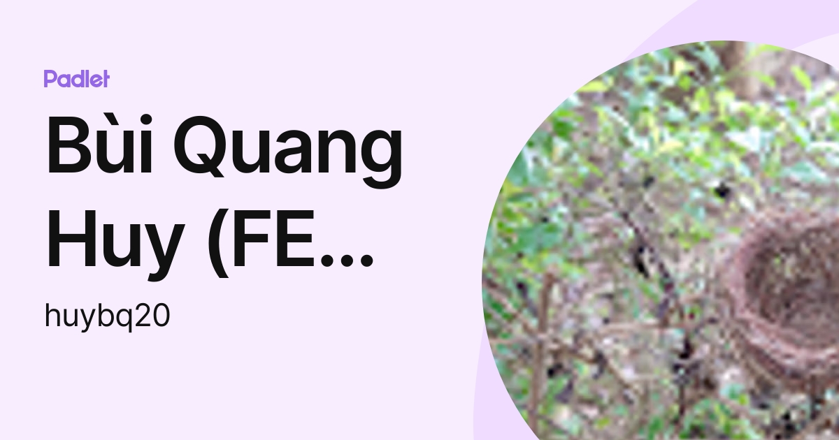 Bùi Quang Huy (FE FPTU HN) (huybq20) profile | Padlet