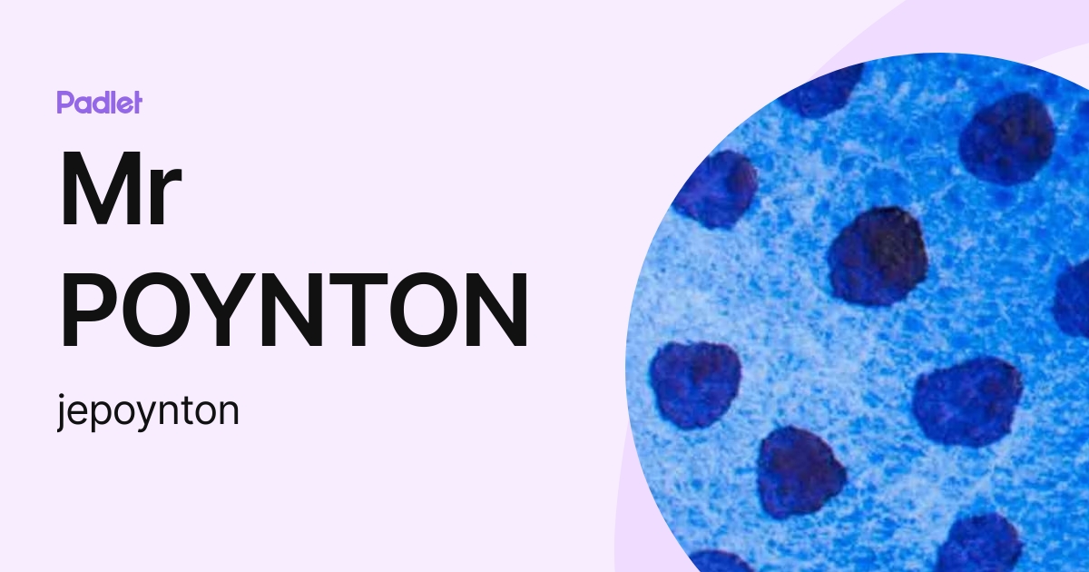 Mr POYNTON (jepoynton) profile | Padlet