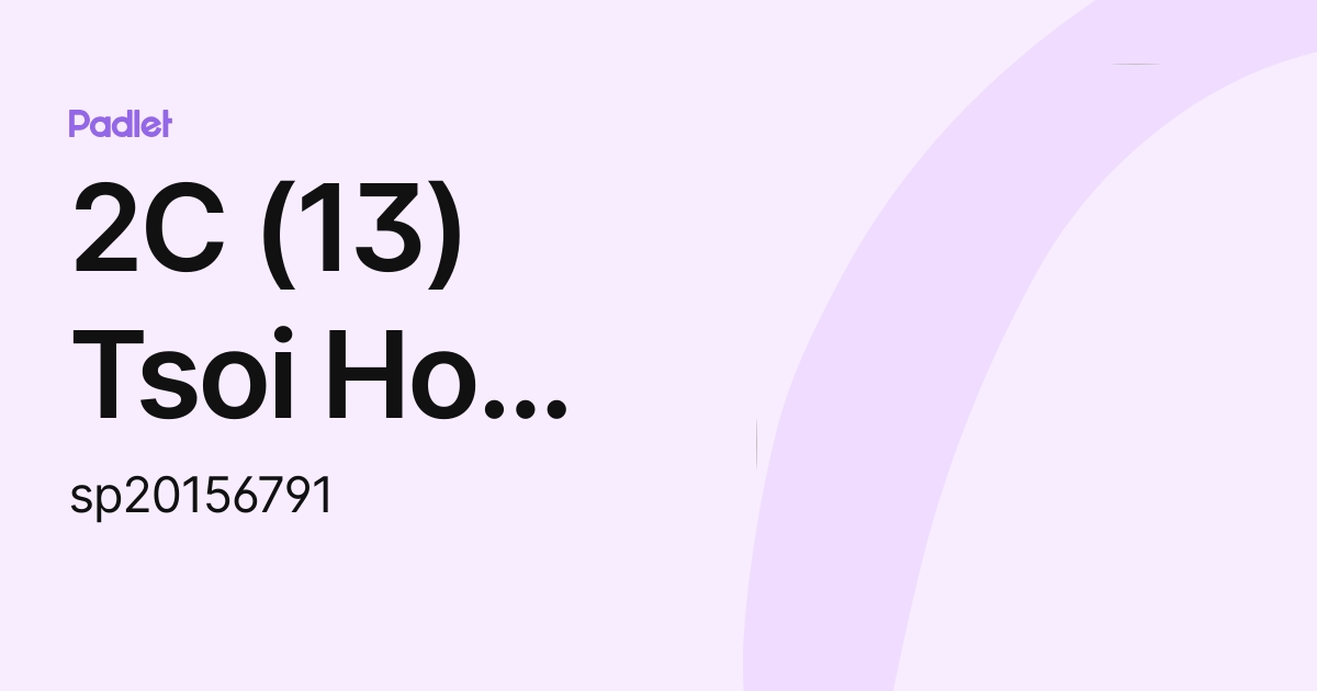 2C (13) Tsoi Ho Yin (sp20156791) profile | Padlet