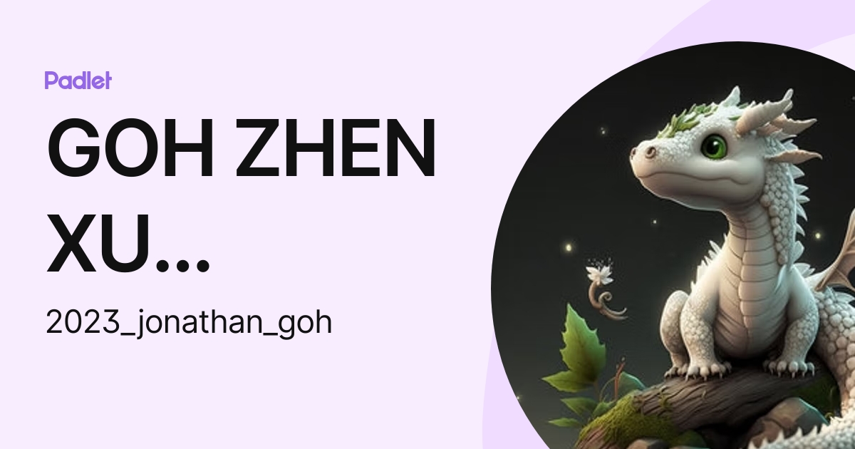 GOH ZHEN XU JONATHAN Student S3S1 (2023_jonathan_goh) profile | Padlet