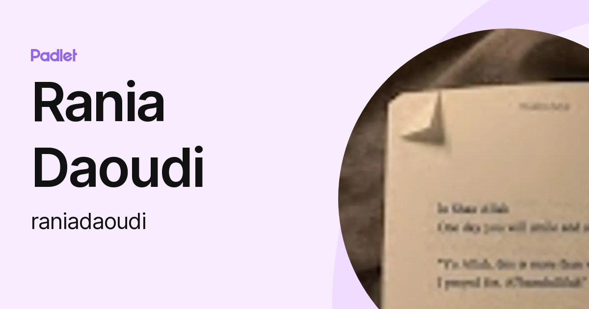 Rania Daoudi (raniadaoudi) profile | Padlet