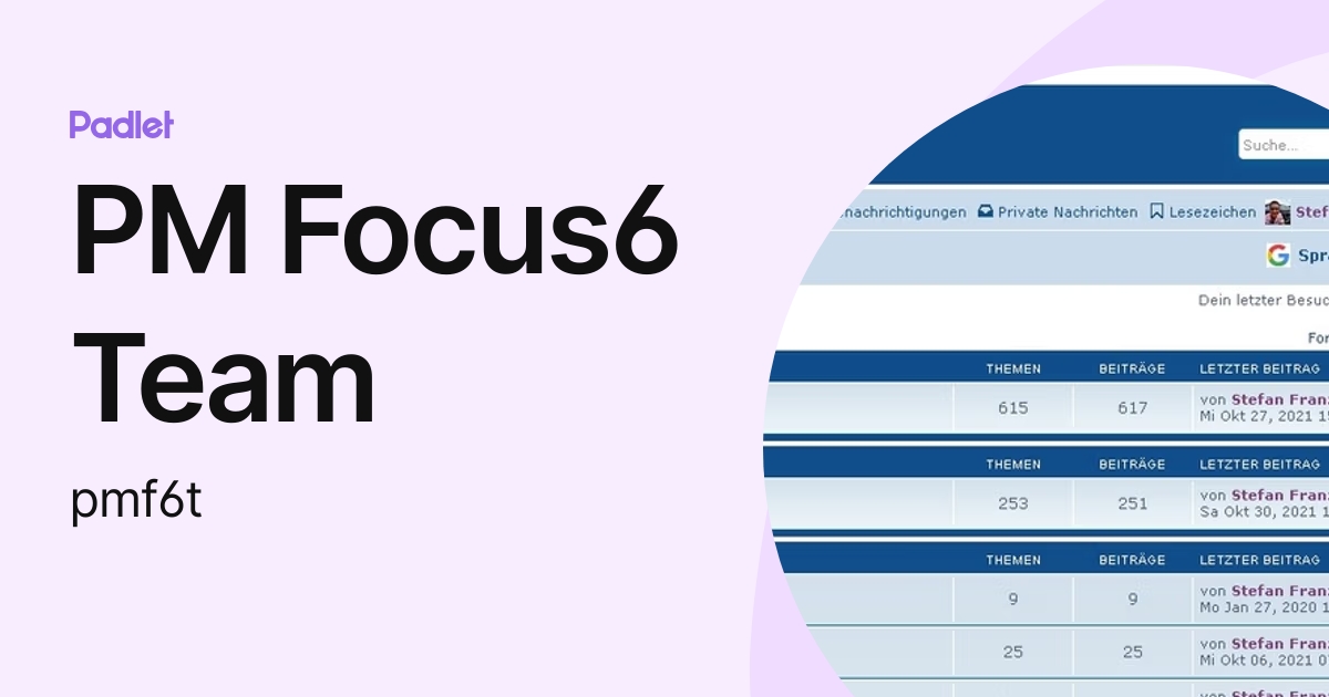 PM Focus6 Team (pmf6t) profile | Padlet