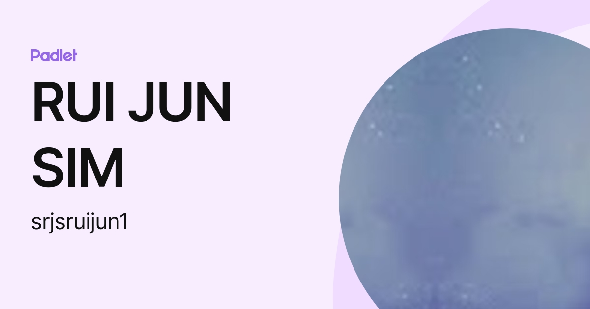 RUI JUN SIM (srjsruijun1) profile | Padlet