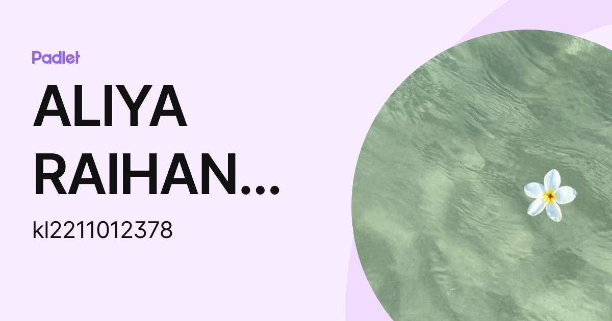 ALIYA RAIHANA BINTI NAZIR _ (kl2211012378) profile | Padlet