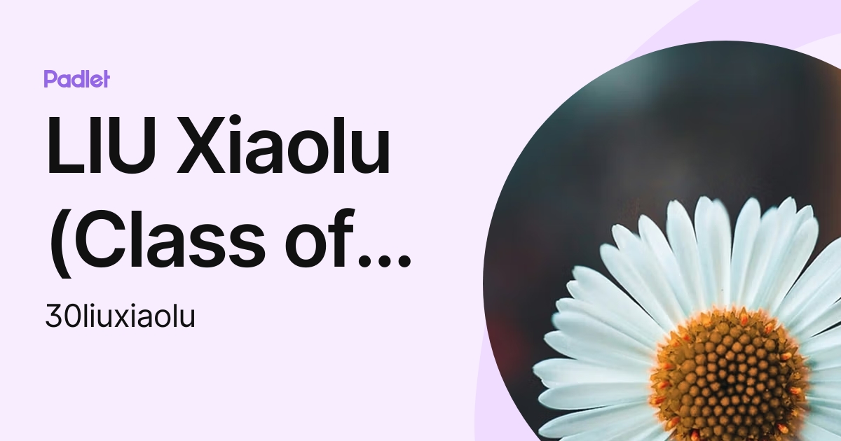 LIU Xiaolu (Class of 2030) (30liuxiaolu) profile | Padlet