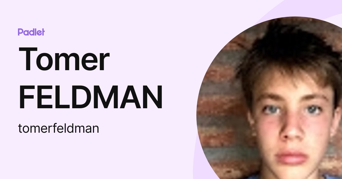 Tomer FELDMAN (tomerfeldman) profile | Padlet