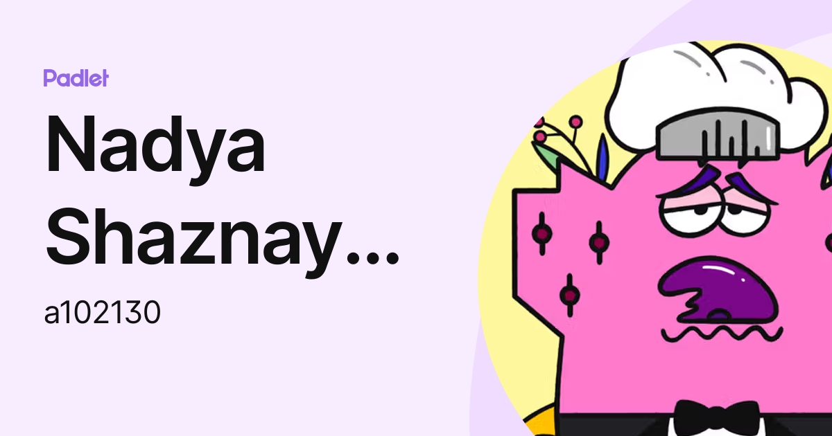 Nadya Shaznay Patel (a102130) profile | Padlet