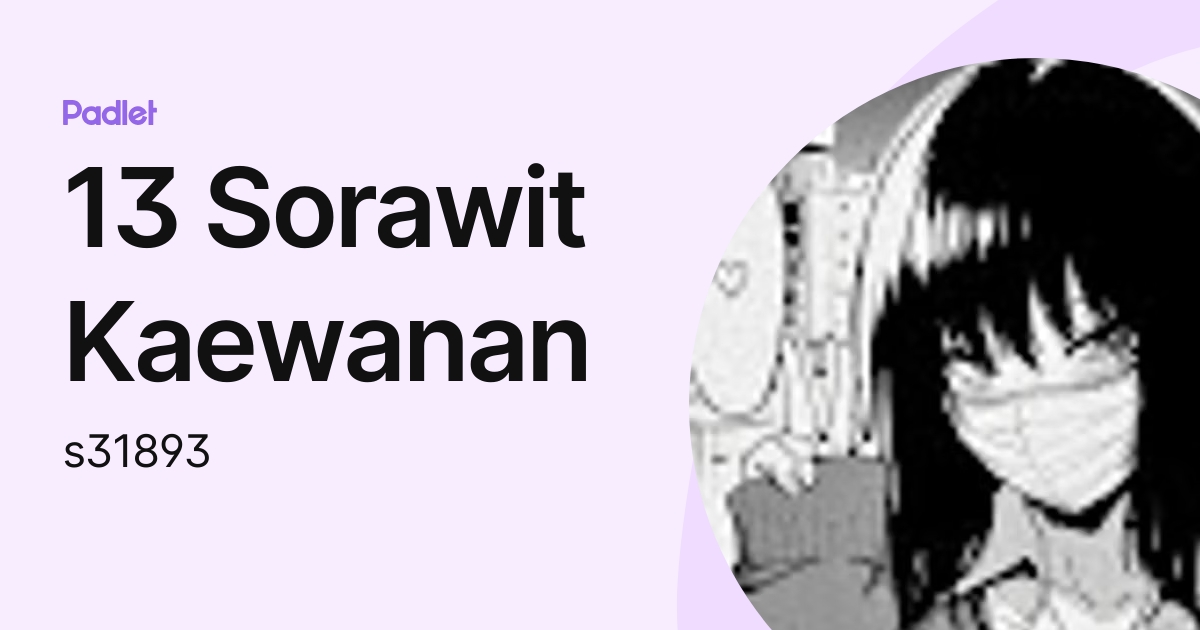 13 Sorawit Kaewanan (s31893) profile | Padlet