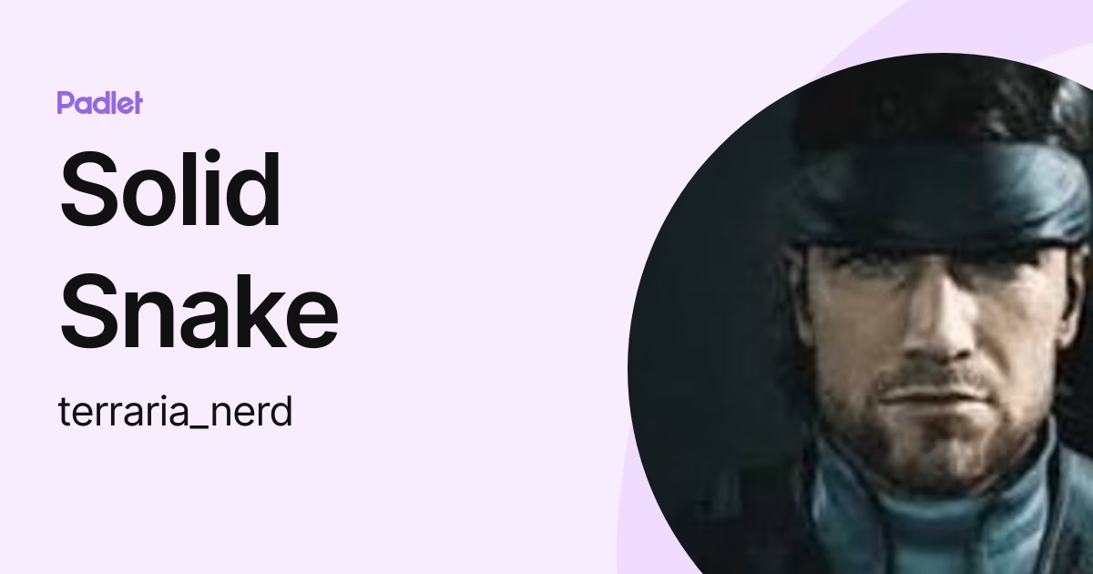 Solid Snake (terraria_nerd) profile | Padlet
