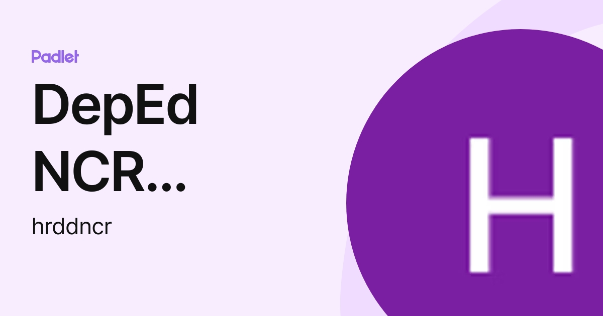 DepEd NCR HRDD-NEAP (hrddncr) profile | Padlet