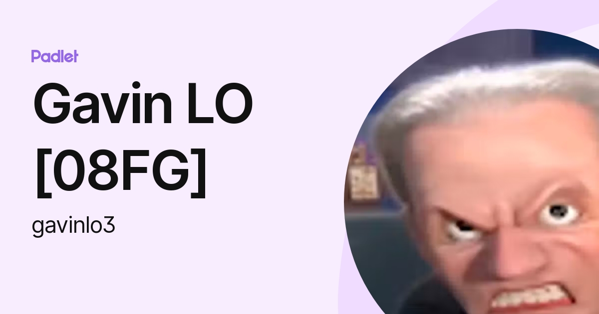 Gavin LO [08FG] (gavinlo3) profile | Padlet
