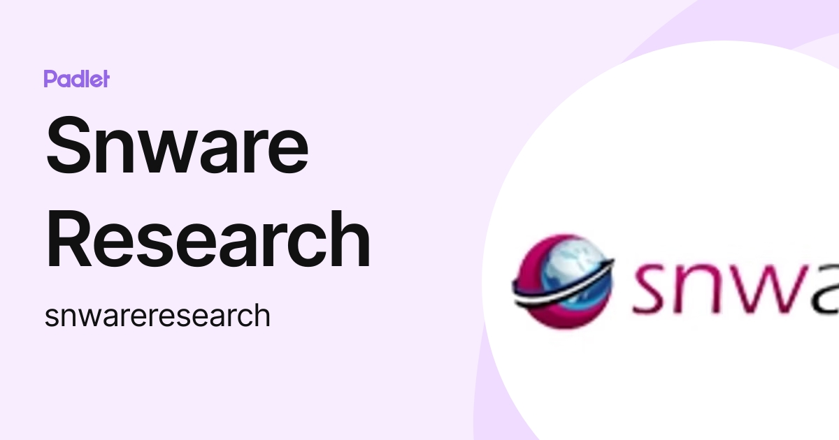 Snware Research (snwareresearch) profile | Padlet