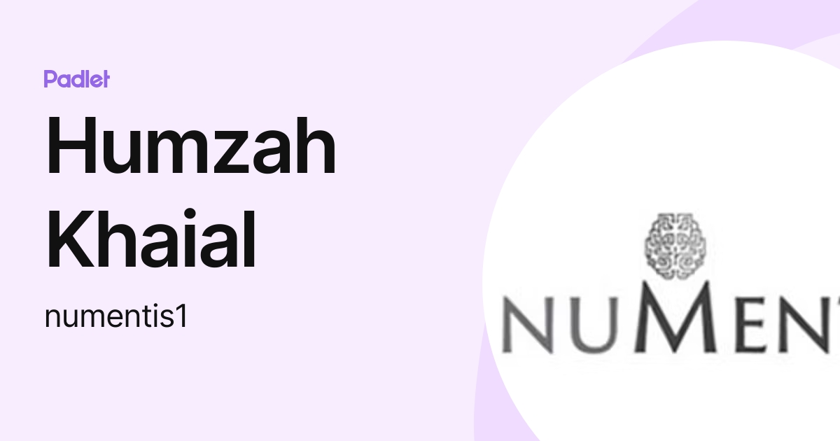 Humzah Khaial (numentis1) profile | Padlet