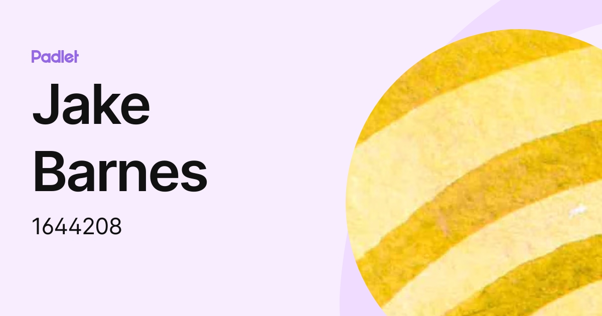 Jake Barnes (1644208) profile | Padlet