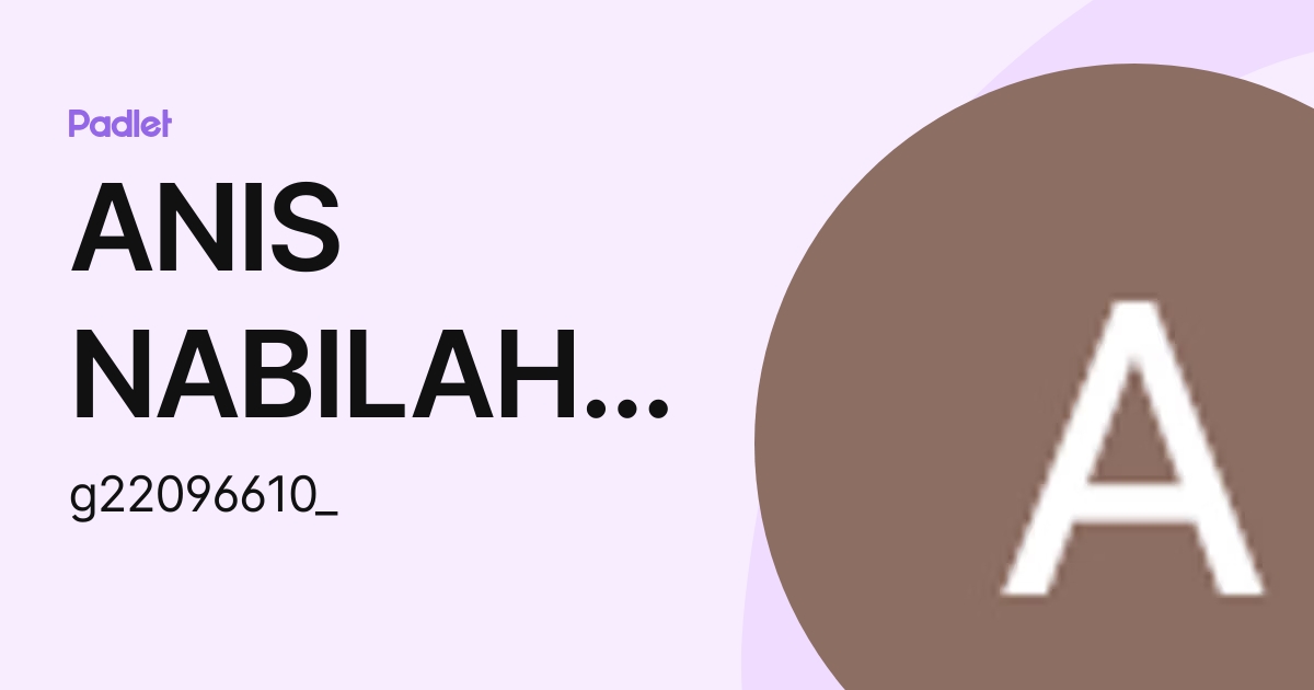ANIS NABILAH BINTI CHE MAHMOOD Moe (g22096610_) profile | Padlet