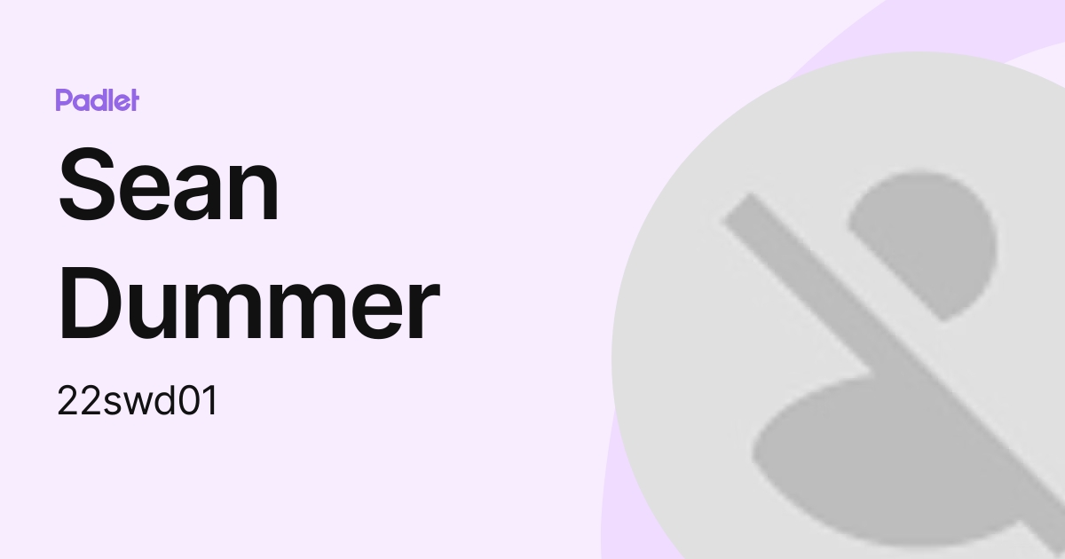 Sean Dummer (22swd01) profile | Padlet